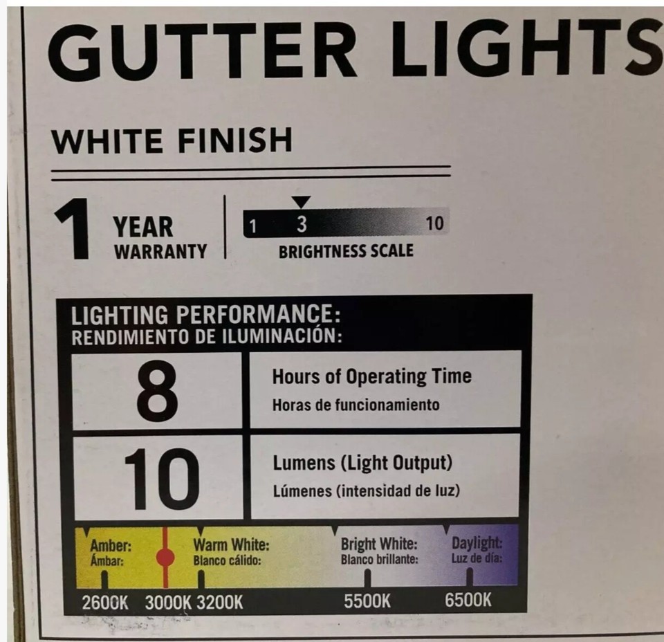 Hampton Bay LED Solar Roof Gutter Light 10 Lumens Integrated White ...