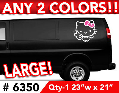 HELLO KITTY PEACE SIGN LARGE DECAL STICKER 23"w x 21" | eBay