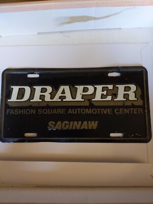 Draper fashion square Saginaw Mi Dealership License Plate Vintage | eBay
