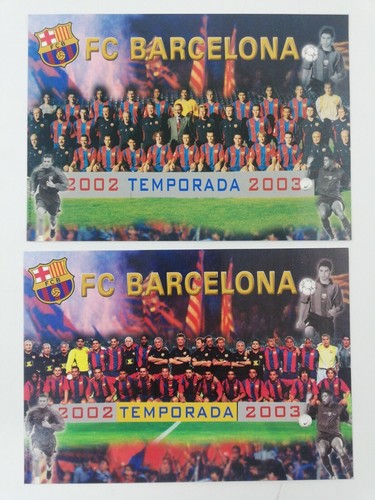 TWO POSTCARDS FC BARCELONA TEAM 2002 2003 02-03 SEASON FOOTBALL ...