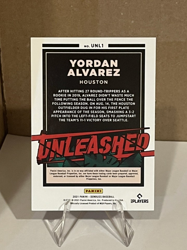 Yordan Alvarez 2021 Donruss UNLEASHED Vector Parallel #UNL1 Houston ...