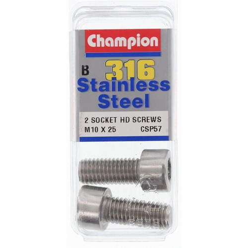 Champion Fasteners Socket Head Cap Screw Stainless Steel M10X25M 316/A4 ...