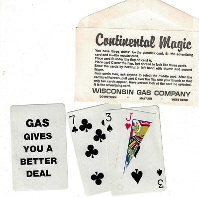 Vintage Card Trick / Magic Trick Advertising from Wisconsin Gas Co ...