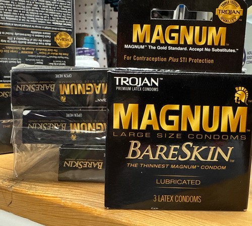 6 New Boxes TROJAN Magnum Bareskin Lubricated Large Size Condoms 3 Each ...