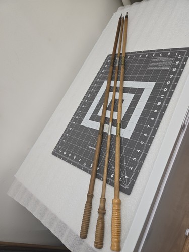 Lot of 3 Vintage Wood & Brass 3 Piece Shotgun Gun Barrel Cleaning Rods ...