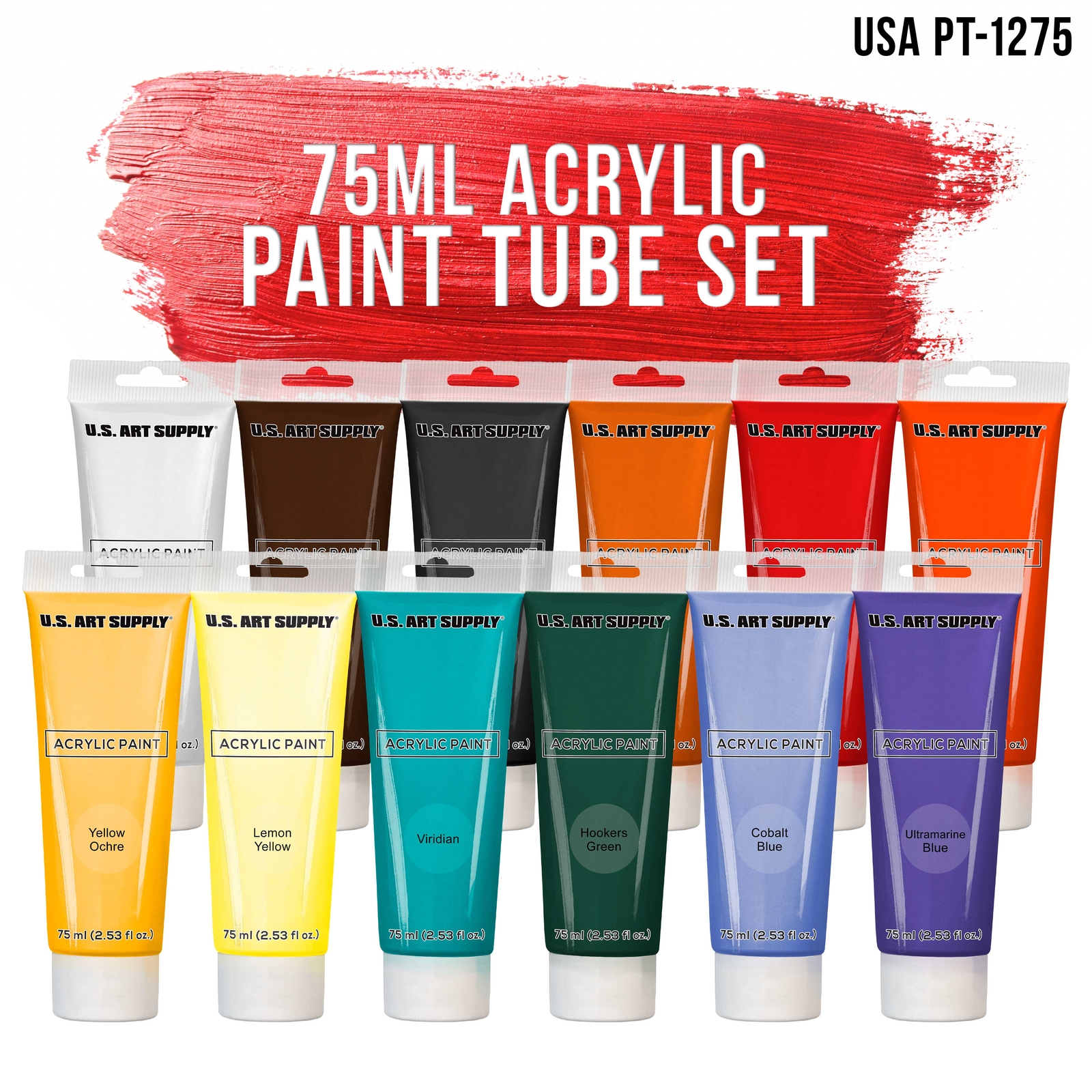 US Art Supply 12 Color 75 ml Acrylic Paint Tubes Draw Painting Artist ...