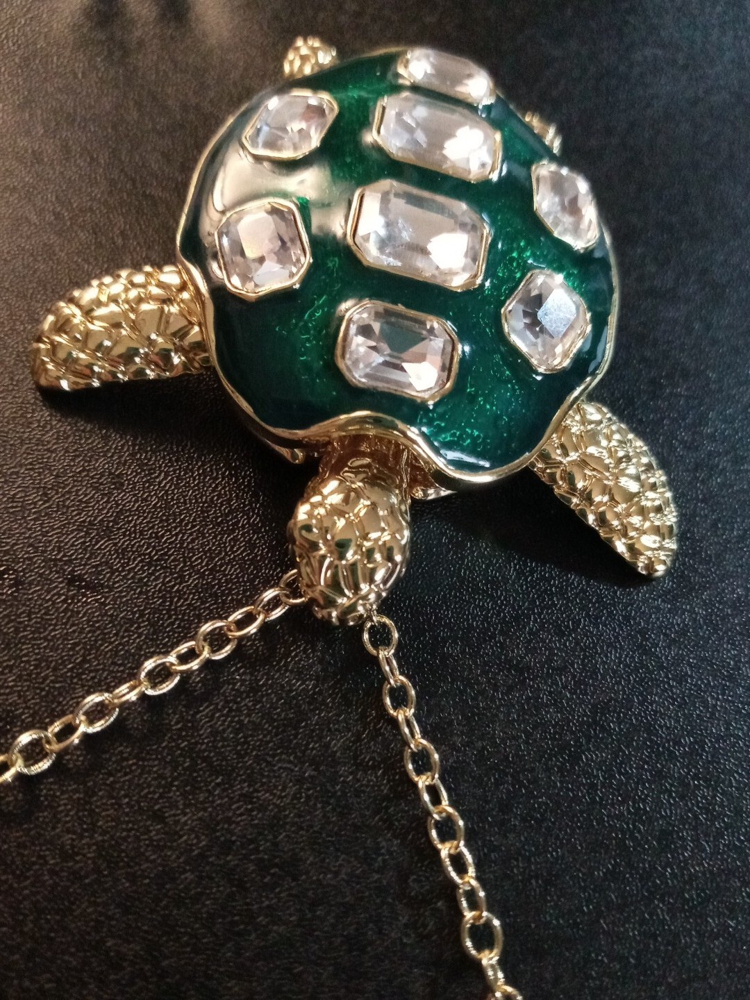 Goldy bling Sea Turtle Enamel with giant rhinestones 2.4oz fashion ...
