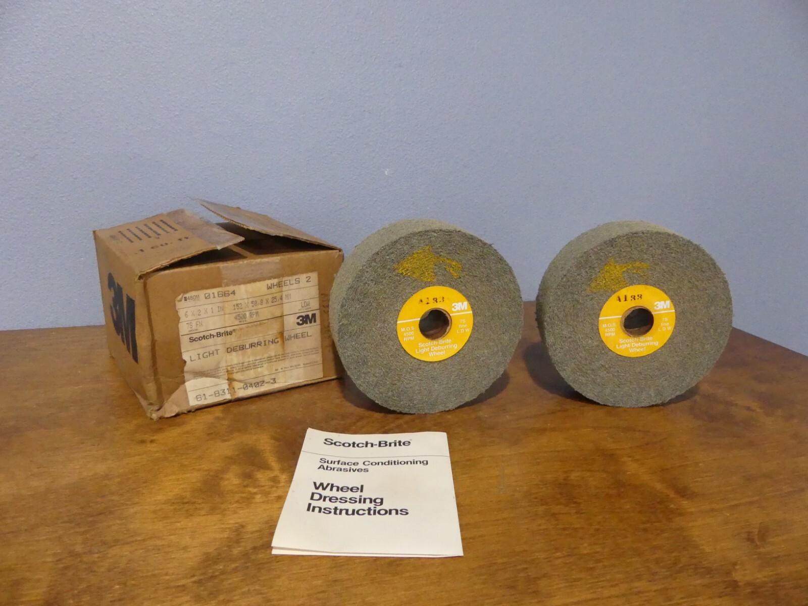 Lot 2 Scotch Brite 3M 048011-01664 6 Light Deburring Wheel 7S Fine NOS ...