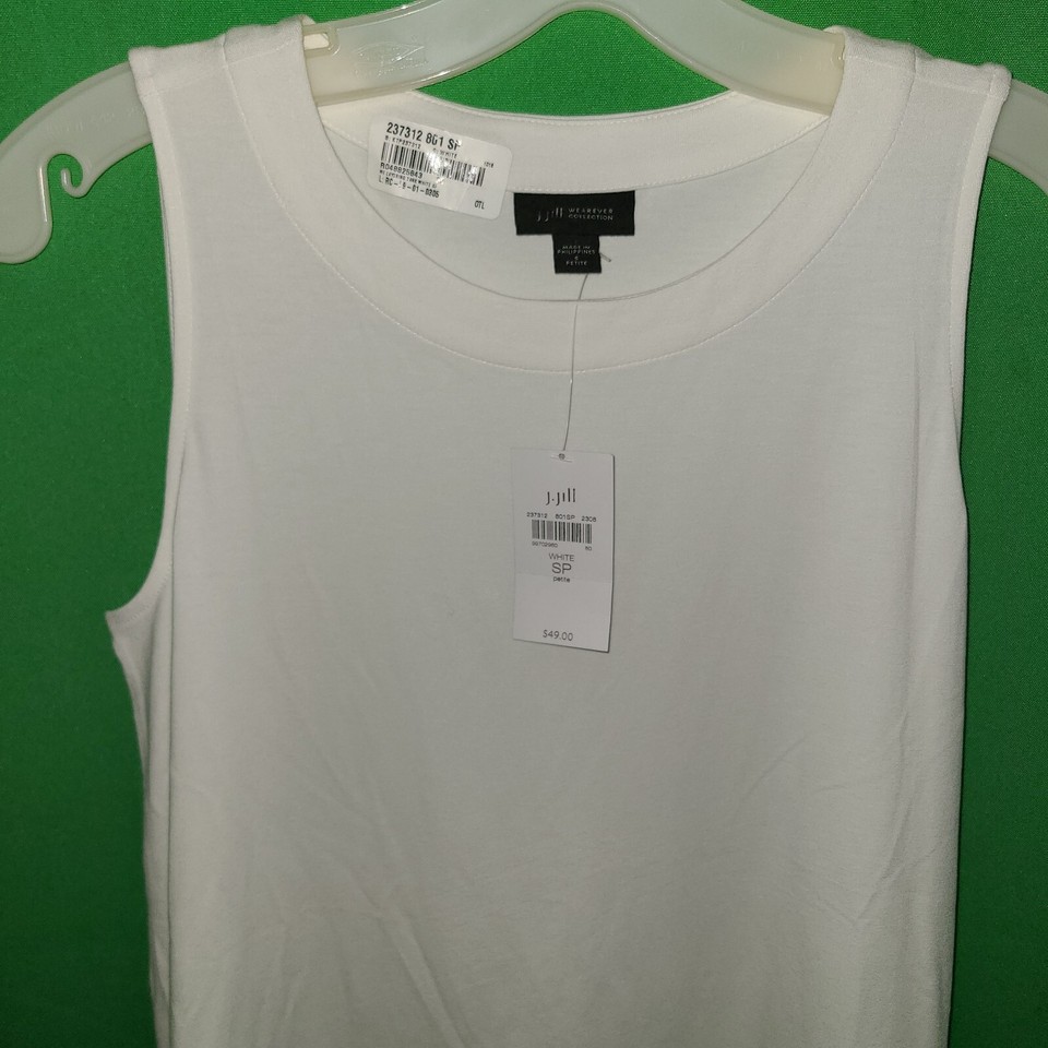 9283) NWT J JILL small petite tunic white sleeveless knit top tee Wearever | eBay