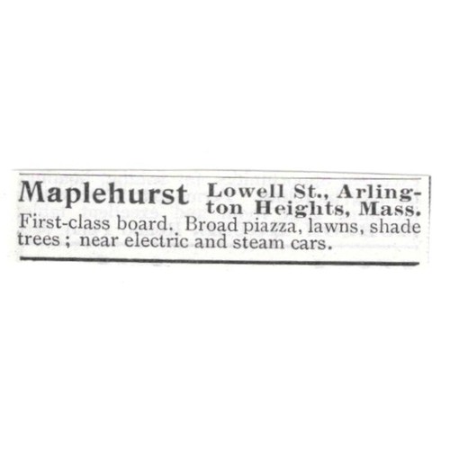 Maplehurst First-Class Board Arlington Heights MA 1903 Magazine Ad SAG6 ...