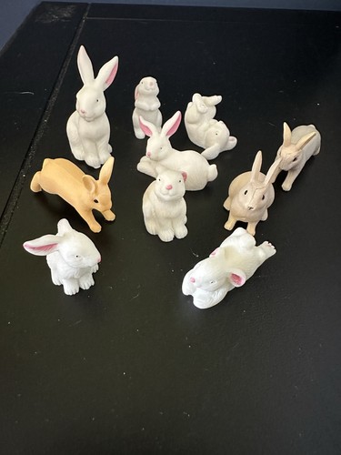 Mini Bunny Rabbit Figures Dollhouse Diorama Assemblege Spring Mixed Lot ...
