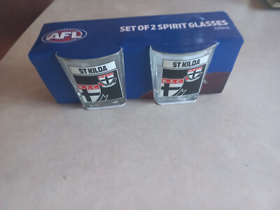 AFL Team Set of 2 Spirit Drinking Glasses Tea Coffee Spirits Man Cave ...