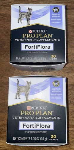 *Lot of 2* Purina FORTIFLORA Cat Probiotic Supplement 30 Ct/Box Exp: 10 ...
