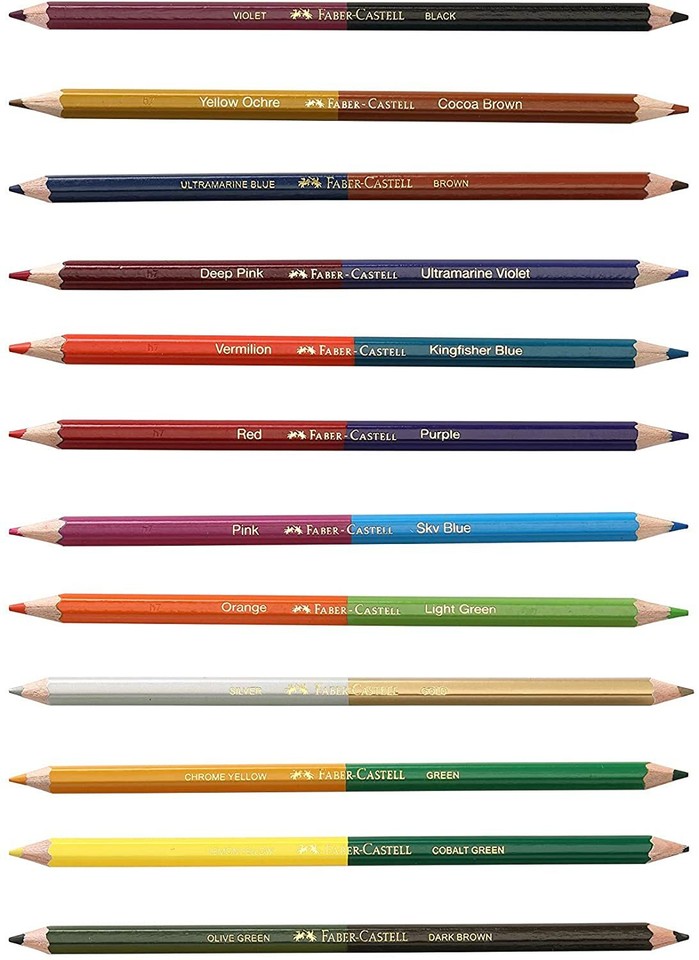 12 Faber-castell Dual Sided Bi-Color Pencils in Hexagonal Shape 24 ...