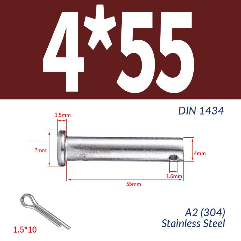 3MM 4MM 5MM 6MM - 20MM Clevis Pin 304 Stainless Steel A2 Hinge Pin ...