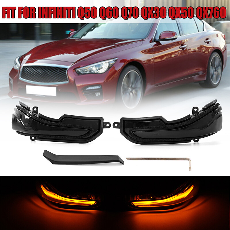 2Pcs LED Sequential Mirror Turn Signal Blinker Light For Infiniti Q50 ...