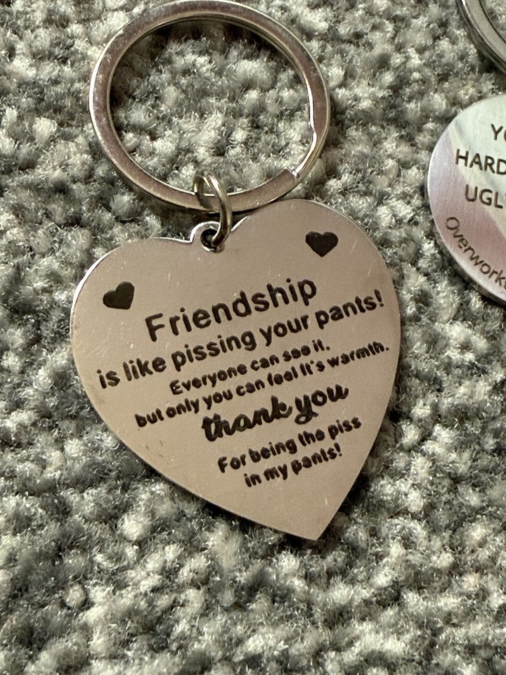 3 x Funny/Rude Silver Colour Metal Friendship Keyrings - Circular ...