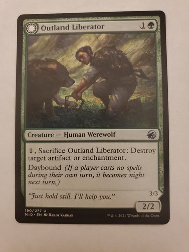 MTG Magic The Gathering Card Outland Liberator Creature Human Werewolf ...