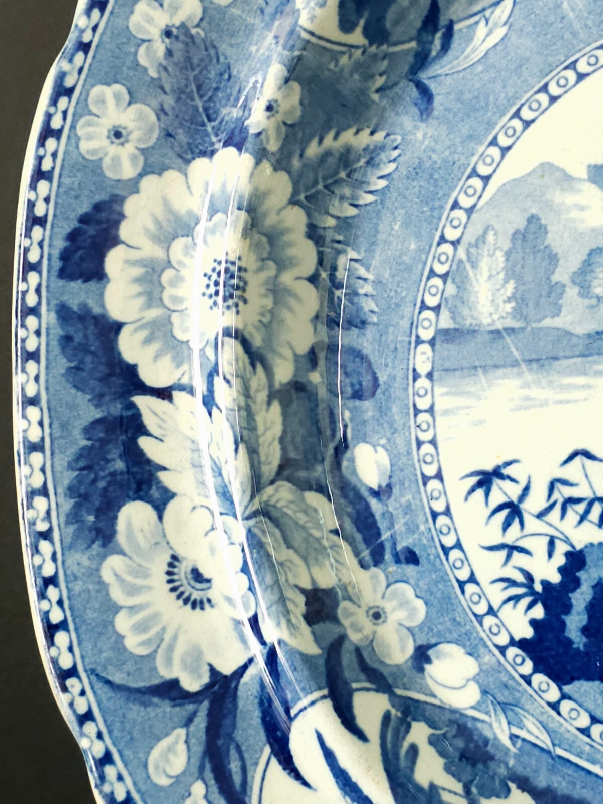 Antique STAFFORDSHIRE PEARLWARE PLATTER, Chinese Flowering Pot Pattern ...