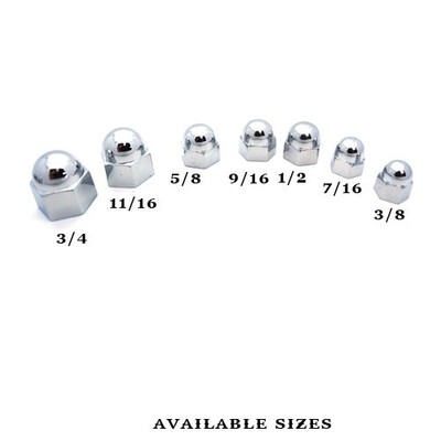12 Chrome .500" Metal Acorn Nut Caps & Bolt Covers - Custom Car Truck ...