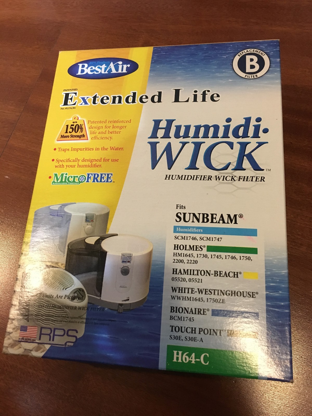 BestAir Extended Life Humidiwick H64-C Humidifier Wick Filter H64C BEST ...