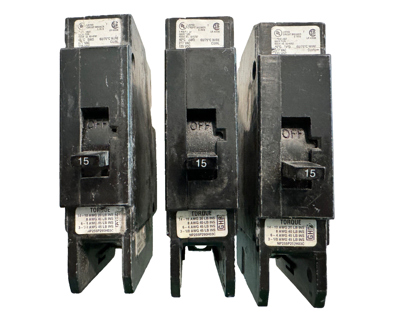 Eaton Cutler Hammer GHB1015 Industrial Circuit Breaker 15 Amp 1 Pole ...