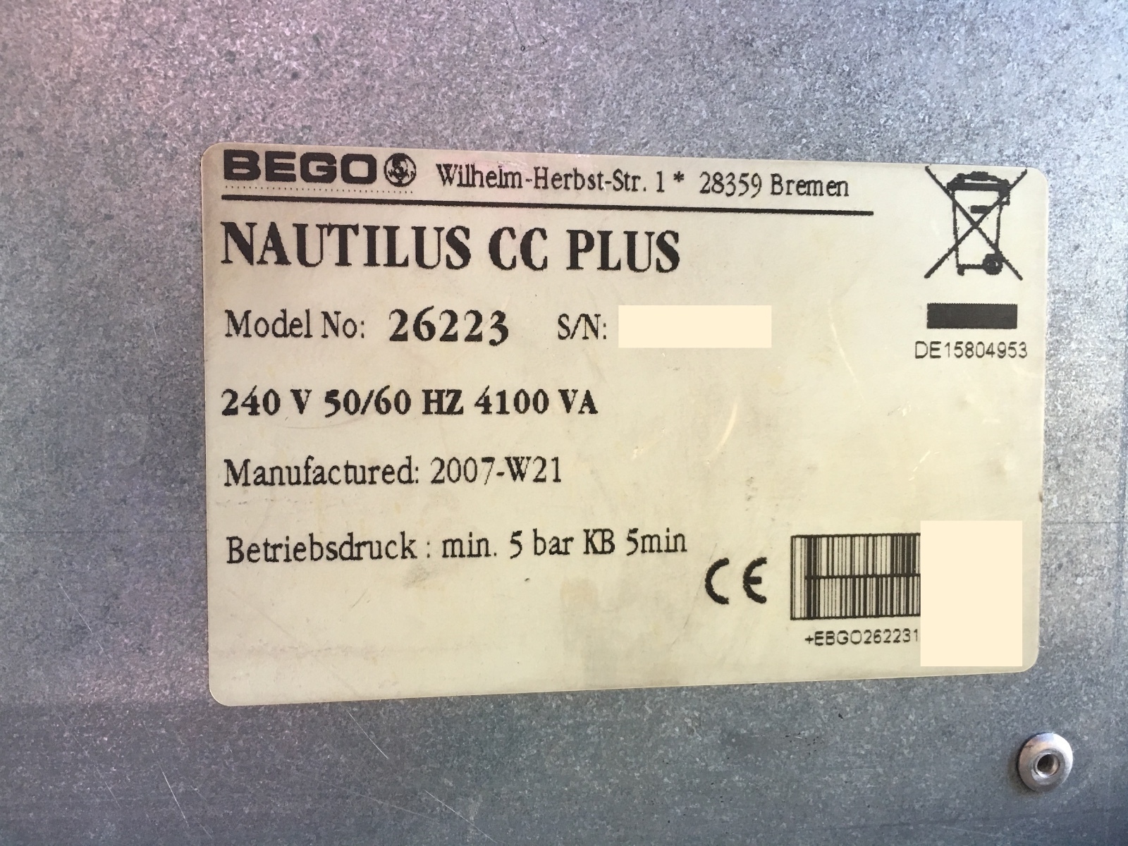 Bego Nautilus CC Plus Automatic Casting Machine 220v for sale online | eBay