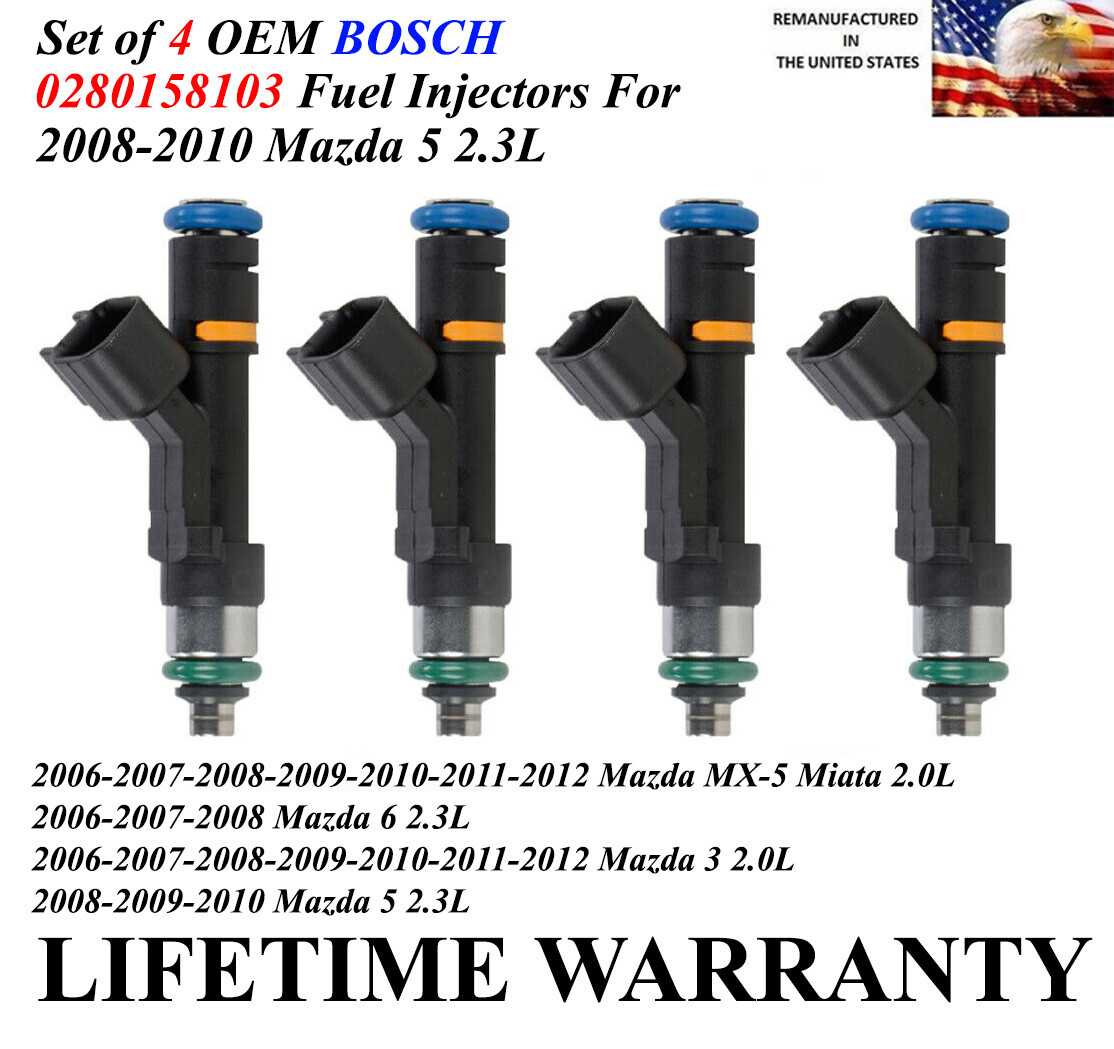 OEM Set of 4 Genuine Bosch Fuel Injectors For 2006-2012 Mazda MX-5 ...