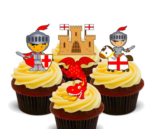 Saint George's Day Kids Edible Stand-up Cup Cake Toppers, England ...