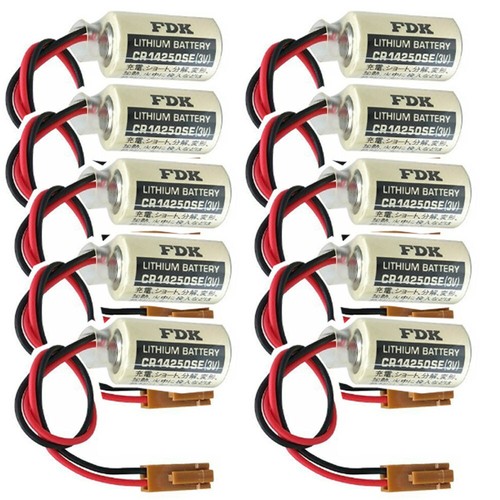 10x CR14250SE 3V Battery For FDK PLC CNC Battery Backup Power w/ Plug ...