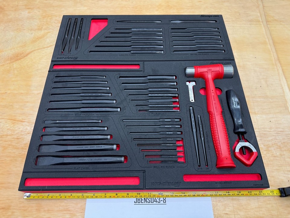 Snap-On Tools NEW RED 48pc Master Punch & Chisel w/ Dual-Face Hammer ...