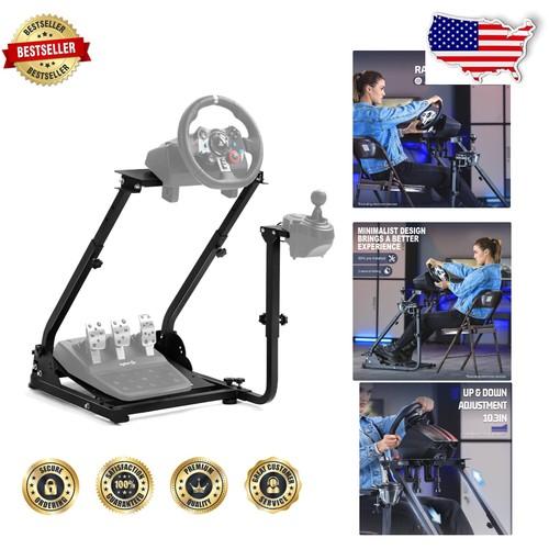 Space-Saving Sim Racing Wheel Stand with Pre-Installed Footrest - Easy ...