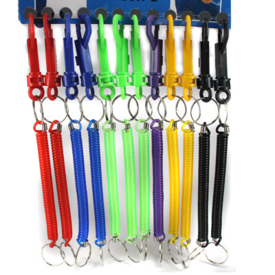 12x Multi Retractable Spiral String Key Ring Stretchy Keyring Keyfob ...