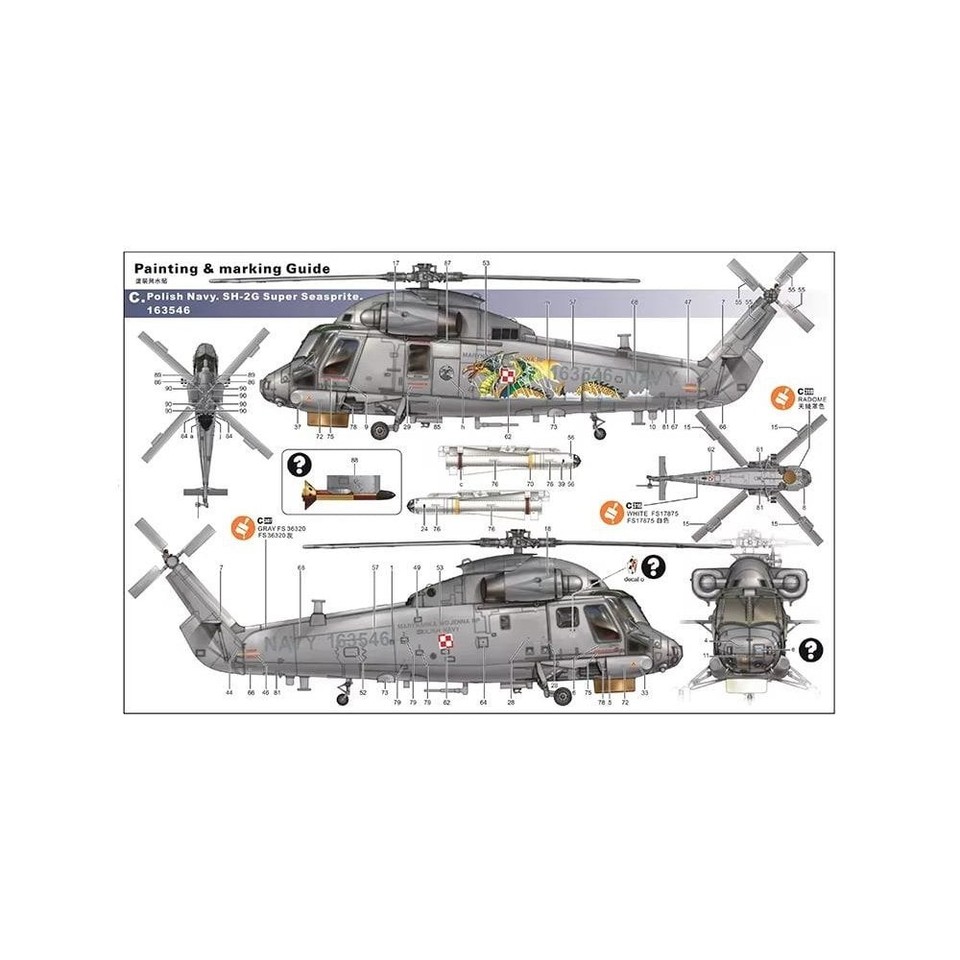 Kitty Hawk 1:48 Kaman SH-2G Super Seasprite Aircraft Model Kit KH80126 ...