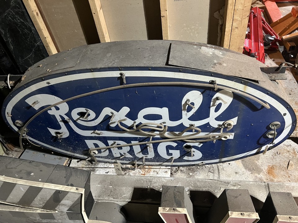 Original Rexall Drugs Double-sided Porcelain Neon Sign 72 IN W x 36 IN ...