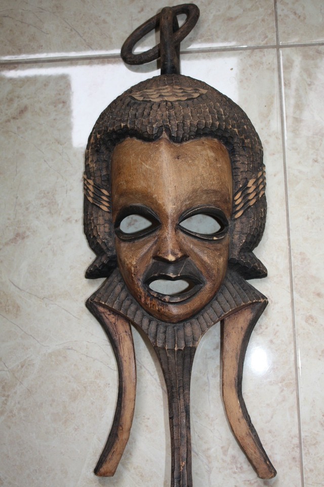 Old Vintage Hand Carved Decorative Wooden Mask Wood Art Home Decor ...