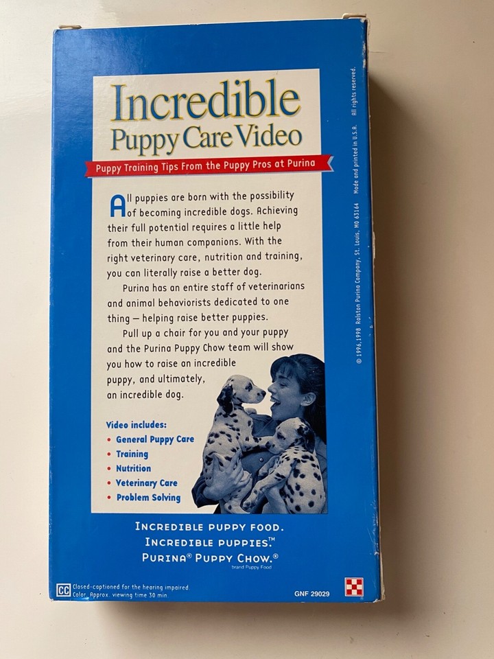 PURINA Incredible Puppy Care Video - VHS - 1998 - VERY GOOD | eBay