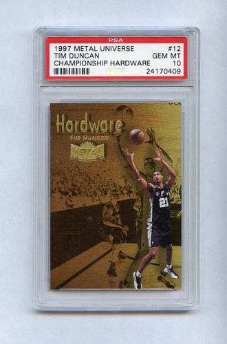TIM DUNCAN 1997 METAL Universe Rookie #12 Championship Hardware PSA 10 ...