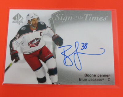 2021 22 SP AUTHENTIC BOONE JENNER SIGN OF THE TIMES AUTO BLUE JACKETS ...