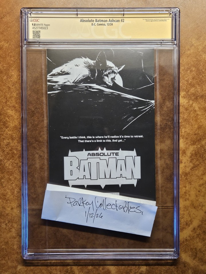 Absolute Batman #2 Ashcan - CGC SS 9.8 Signed by Scott Snyder - NYCC ...