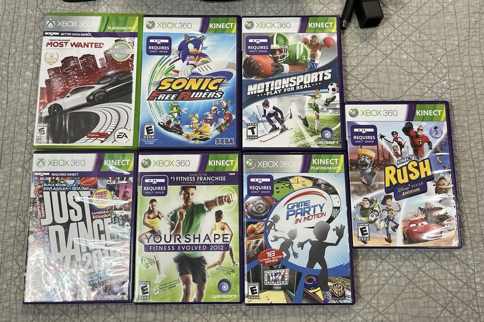 Xbox 360 E Console Bundle With Kinect Sensor + Controller & 7 Xbox 360 Games | eBay