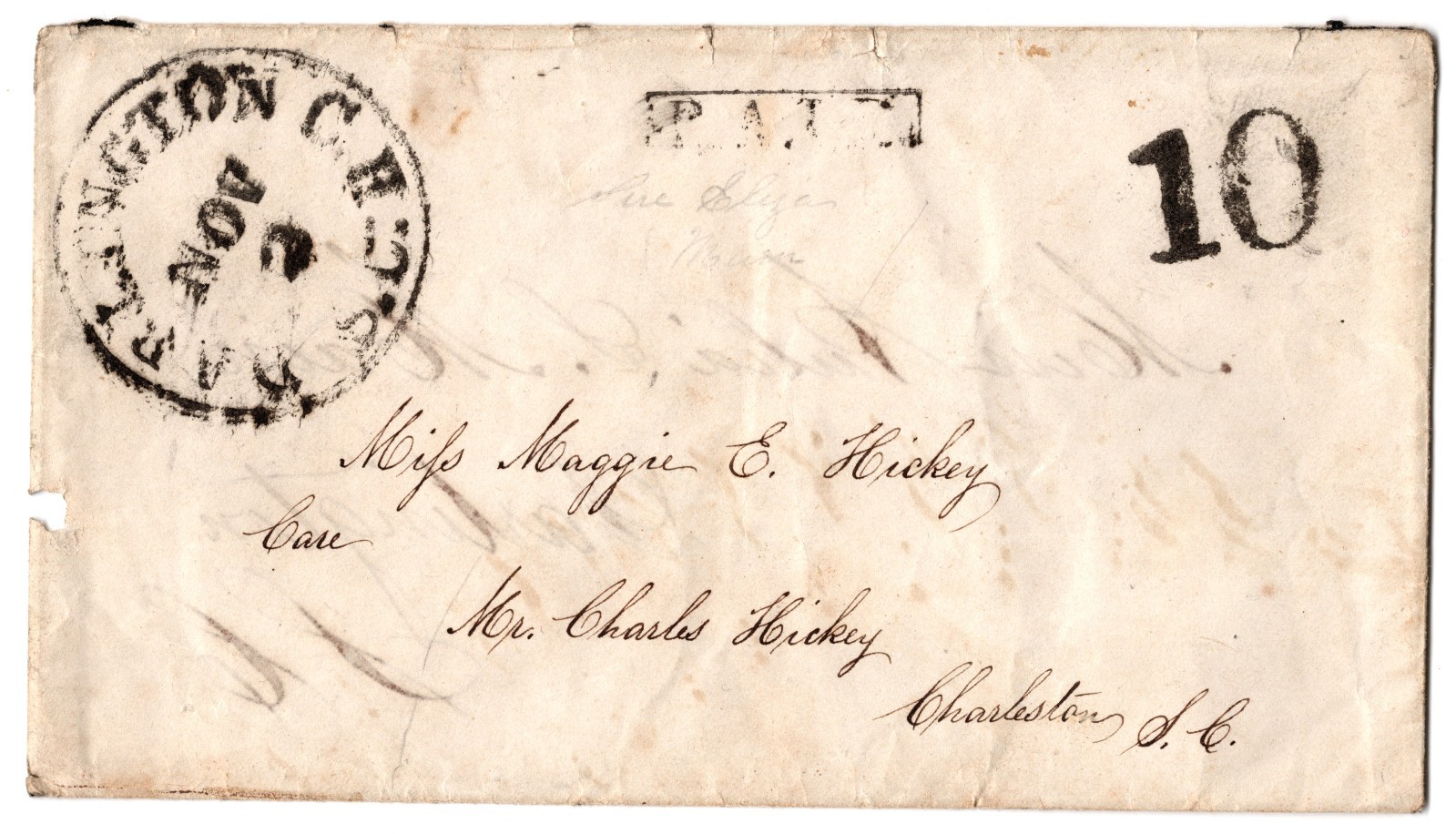 Stampless Cover - Circle town postmark - Darlington CH SC | eBay