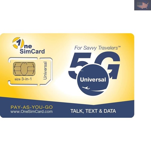 Universal E 3-in-one SIM Card for use in over 200 Countries with $5 ...