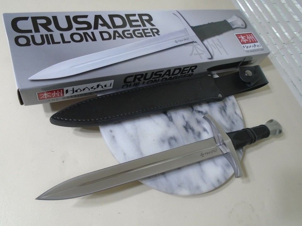 Honshu Crusader Quillon Dagger Short Sword Knife Fixed Blade 1060 HCS ...