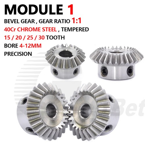 Module 1 Bevel Gear 40Cr Chrome Steel Miter Gear Ratio 1:1 90° 15 20 25 ...