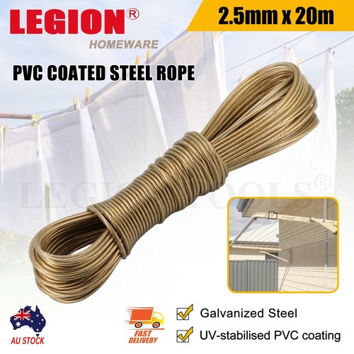 Clothesline Cord 20m Replacement 2.5mm Steel Wire PVC Coated UV ...