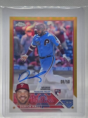 2023 Topps Chrome Baseball Darick Hall Gold Refractor Auto /50 RC | eBay