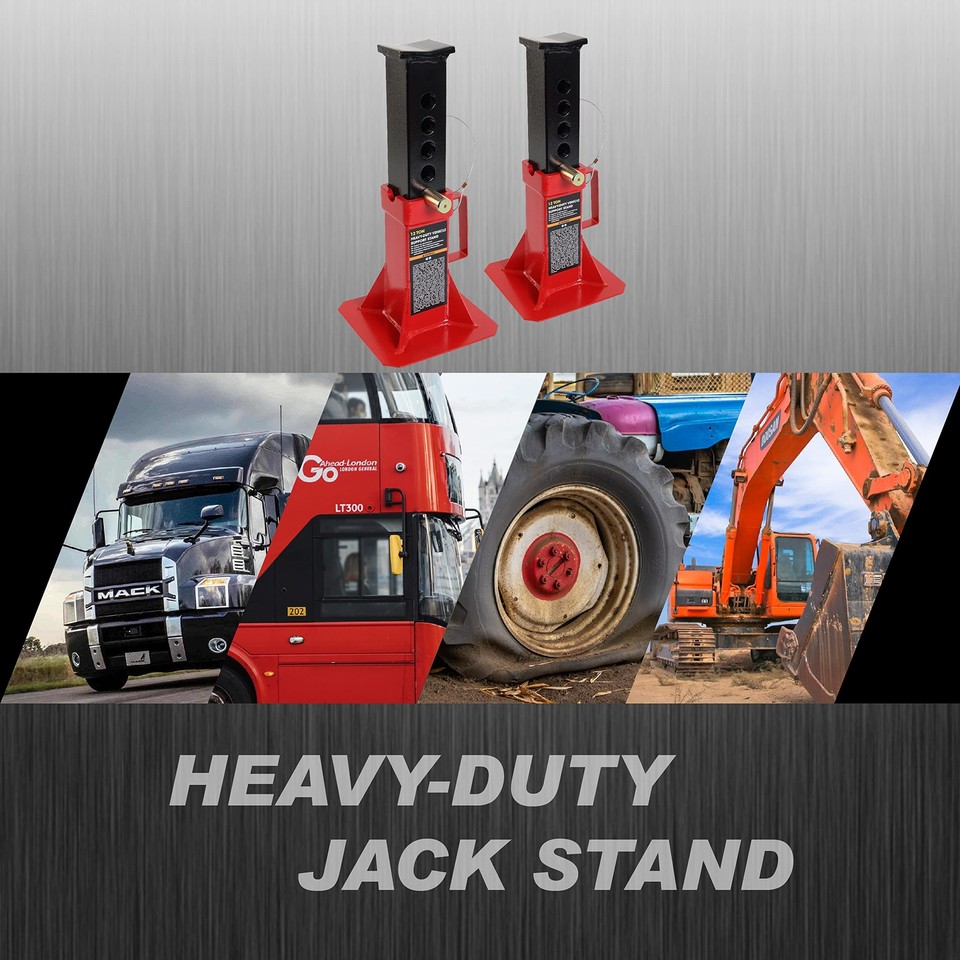 Torin ATZ120005B Heavy Duty Pin Style Adjustable Height Jack Stands, 12 ...