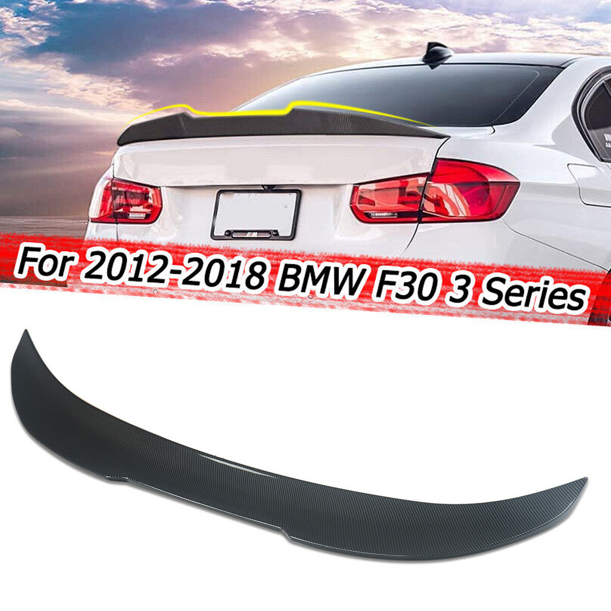 For BMW F30 330i 335i F80 M3 Carbon Look ABS PSM Style Rear Trunk ...