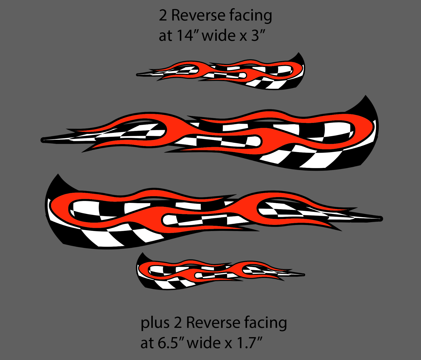 Checkered Flag & Flame Racing Vinyl Graphics Decal Sticker set Medium ...